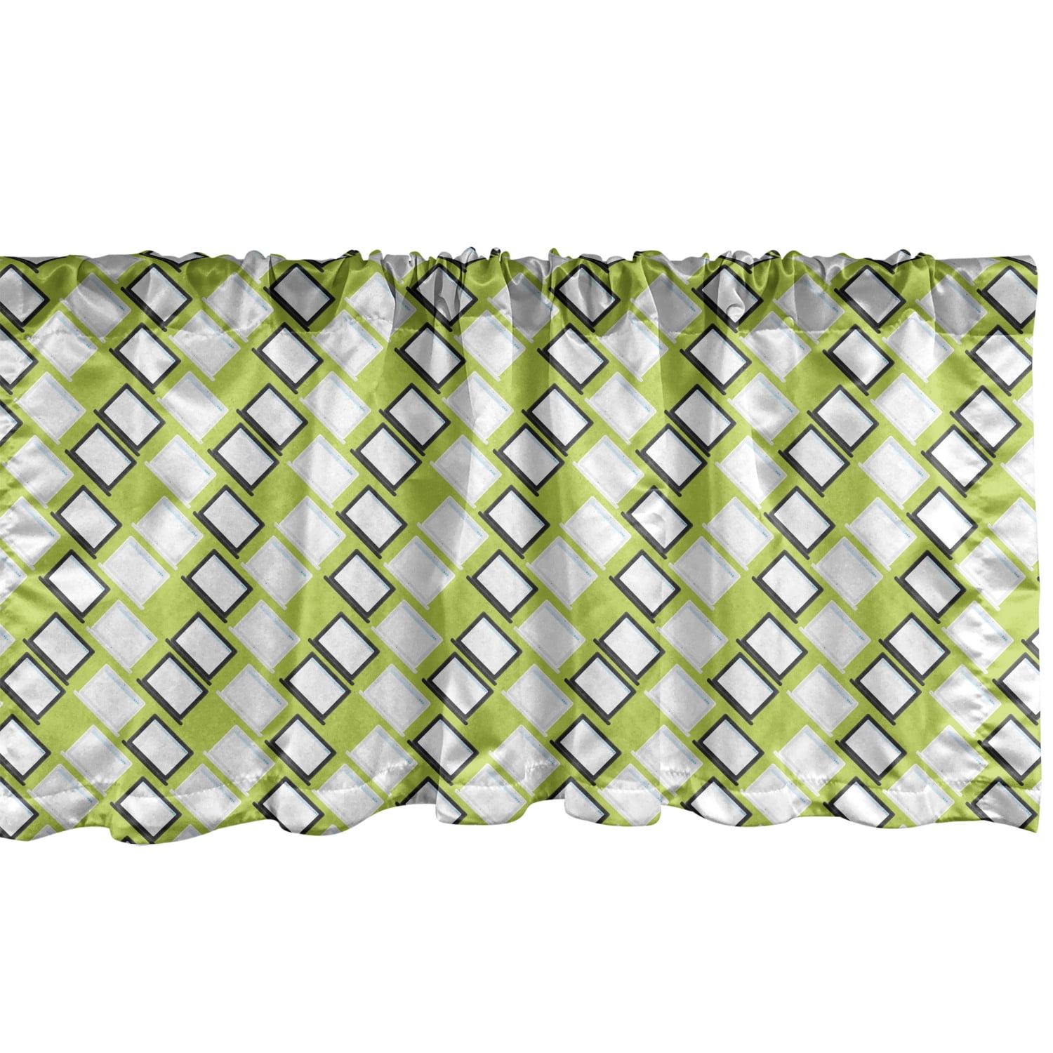Geek Window Valance Pack of 2, Diagonal Order Repetitive Pattern of ...