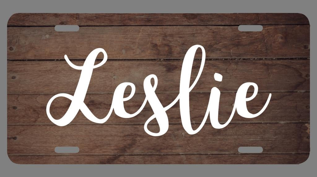 Leslie Name Wood Style License Plate Tag Vanity Novelty Metal | UV ...