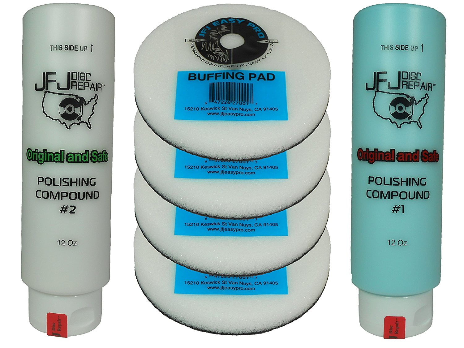 Original JFJ Combo Pack: 4 Easy Pro Buffing Pads, 1 JFJ Polish Compound ...