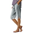 Capri Pants for Women Summer Casual Cropped Linen Pants Elastic Waist ...