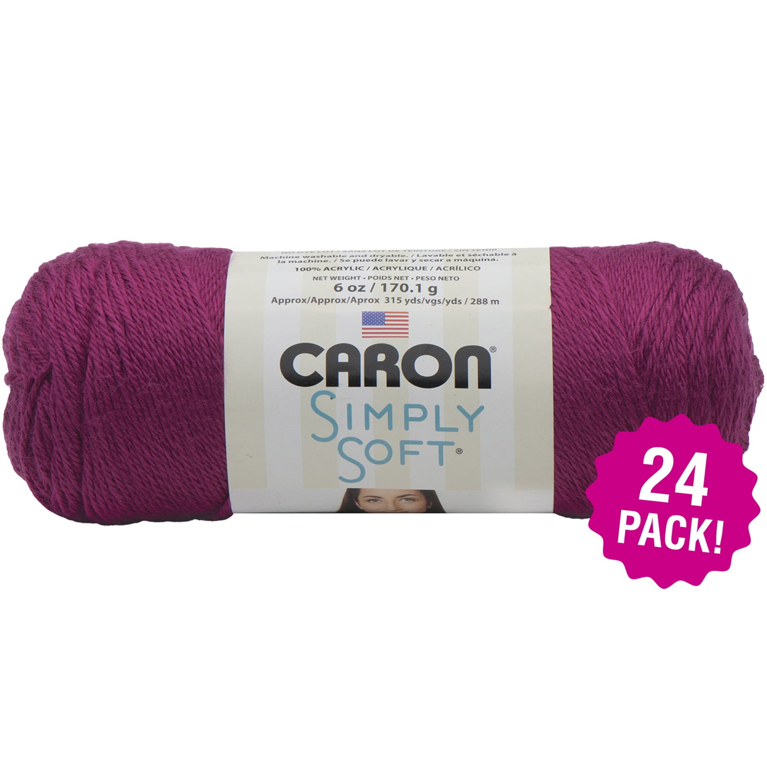 Caron Simply Soft Solids Yarn 24/Pk-Fuchsia - Walmart.com