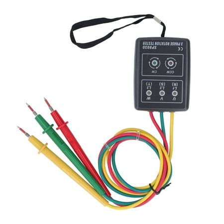 Rotation Meter, 3 Test Leads Phase Rotation Meter 3 Phase Sequence ...