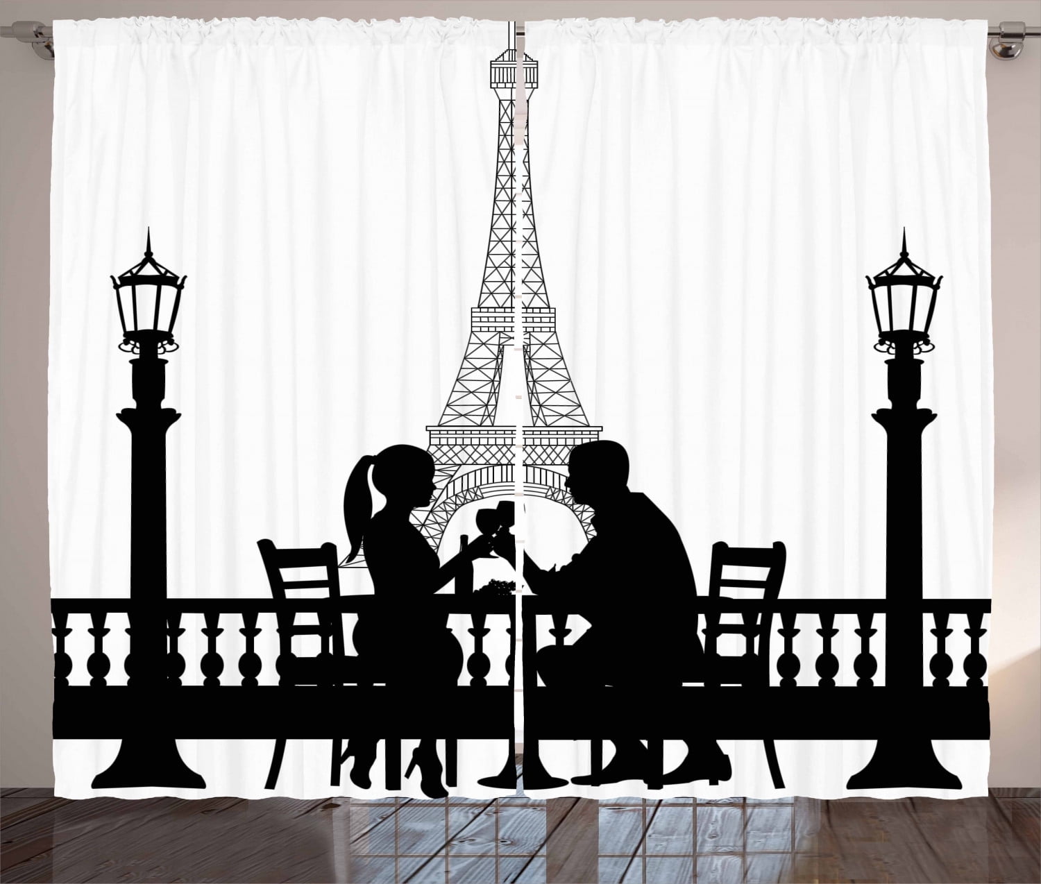 Romantic Curtains 2 Panels Set, Couple Having a Romantic Dinner in ...