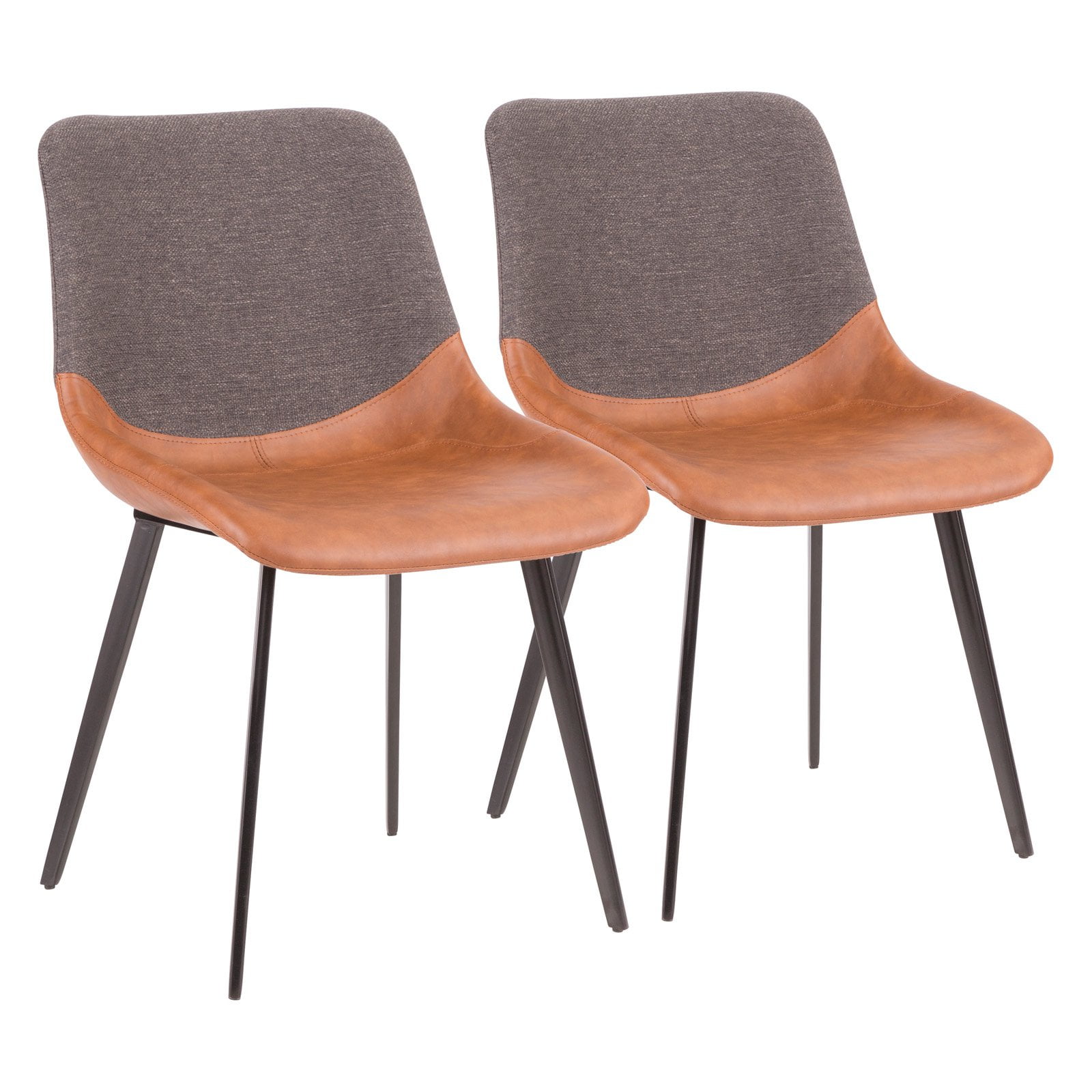 Outlaw Industrial Two-Tone Chair in Brown Faux Leather and Grey Fabric ...