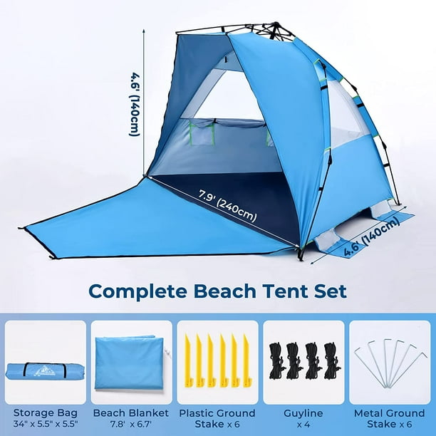 ArcadiVille Pop up Beach Tent Anti-UV Sun Shelter 4 Person Tent ...