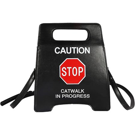 SHTUUYINGG Novelty Stop Sign Purse Handbag Fashion Note Cat Road In ...