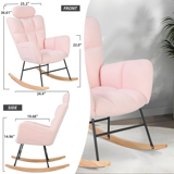 PAPROOS Modern Teddy Fabric Rocking Chair, Accent Rocker Chair with ...