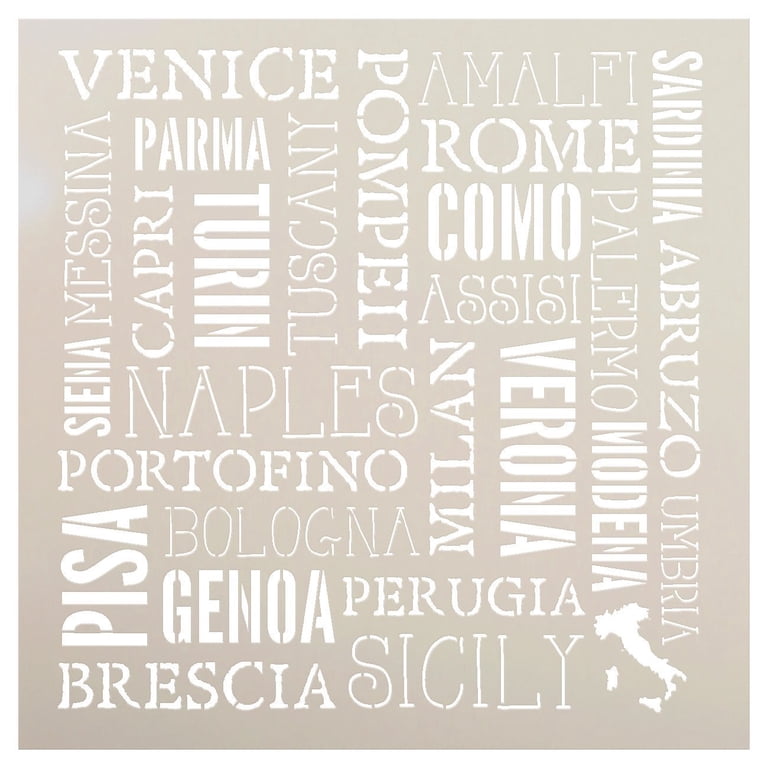 Background Words - Cities of Italy Stencil - 12 x 12😁 Conheça a emoção ...