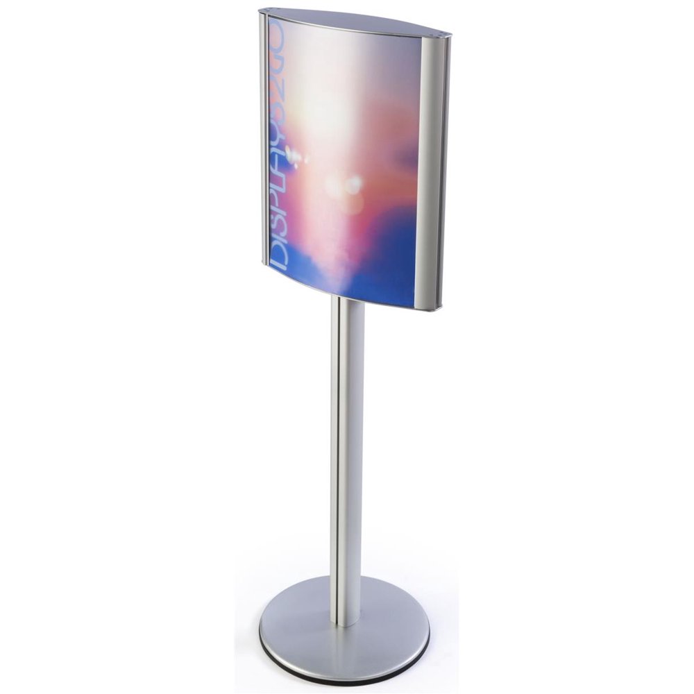 Displays2Go Floor Poster Stand with Curved Front, Snap Frame - Silver ...