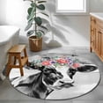 Round Area Rug 4 Ft, Farm Cow Washable Non-Slip Circle Carpet for ...