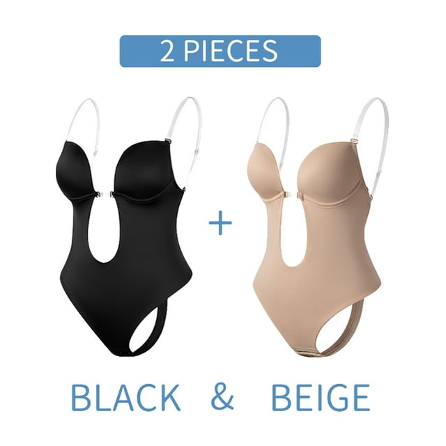 Shaperin Womens Backless Bodysuits U Plunge Seamless Thong Full