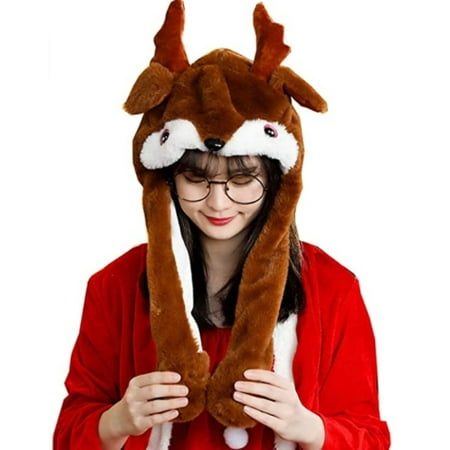 Pinched ears can move the hat airbag cap female plush toy vertical ear ...