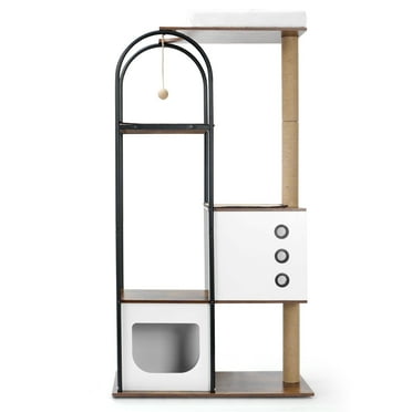 Pefilos 57" Modern Cat Tree Tower for Indoor Cats with Perch, Cat Condo ...