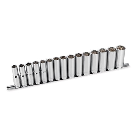 Powerbuilt 641749 12 Drive 12-Point Deep Well Metric Socket Set, 15 ...