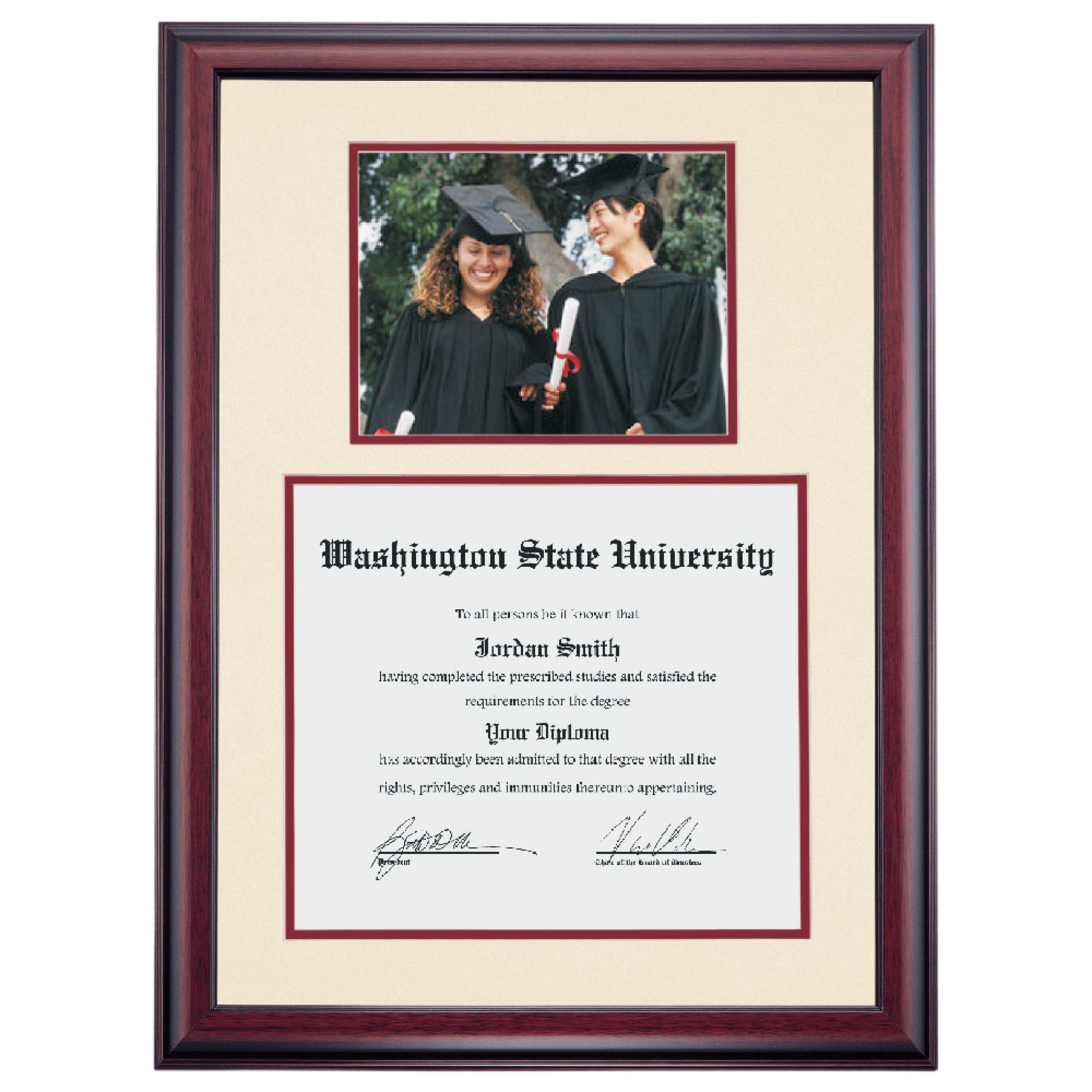 OCM Diploma and Photo Frame for Washington State WSU, Ivory/Maroon Mat ...