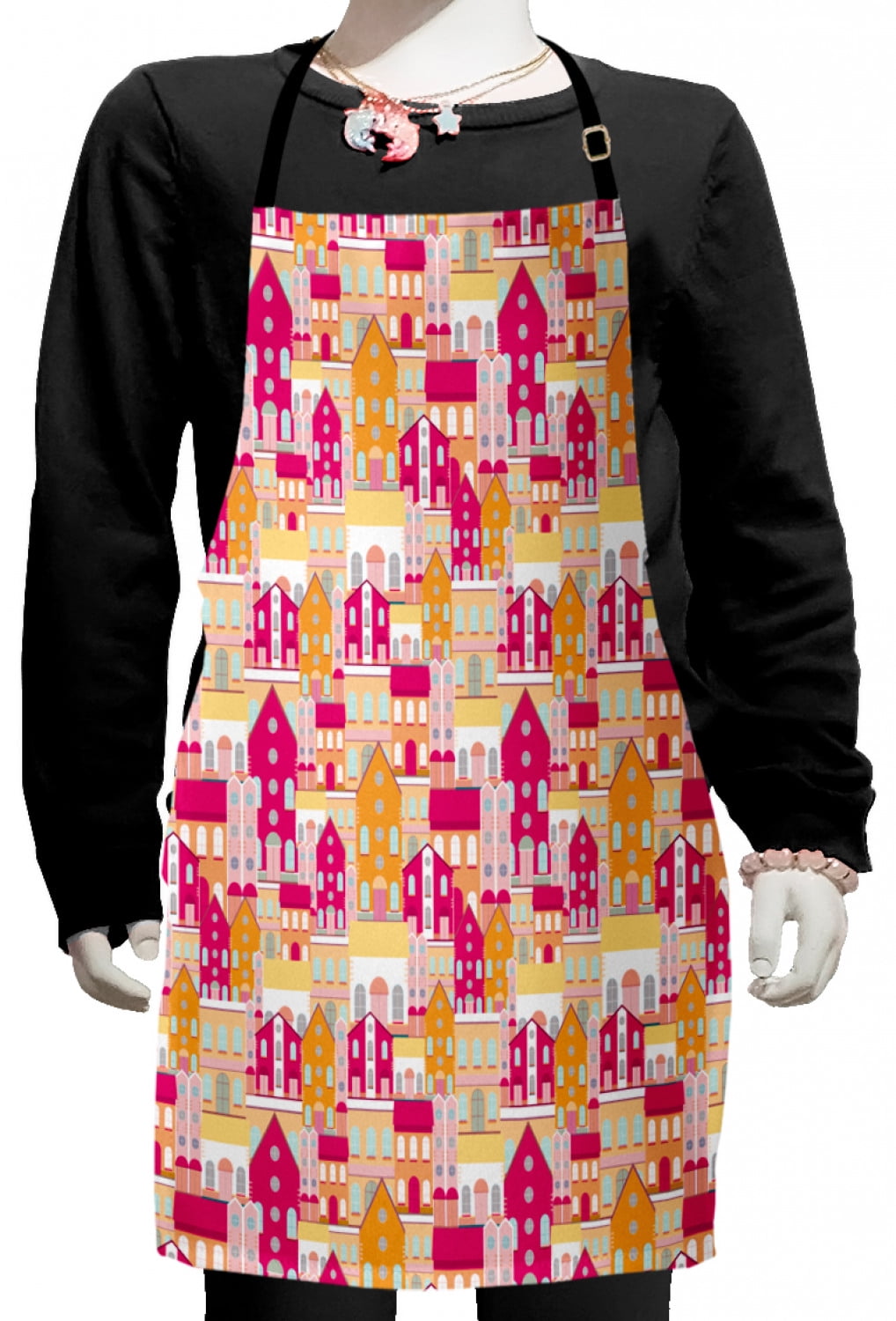 Urban Kids Apron, City Architecture Minimalistic Northern Houses with ...