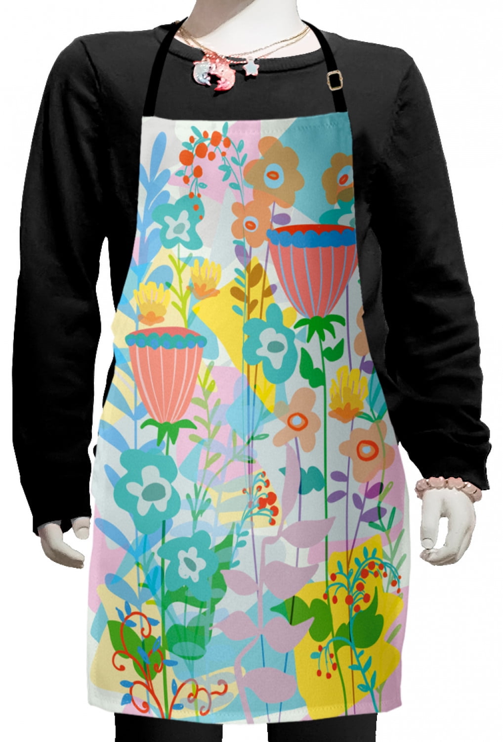 Floral Kids Apron, Pattern of Garden Bouquet of Fantasy and Retro ...