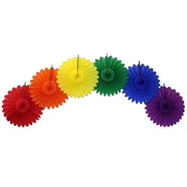 Devra Party Peacock Purple, Lime, and Turquoise Large Tissue Paper Fan ...