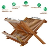 Utoplike Teak Wooden Dish Drainer Rack, Collapsible 2 Tier Dish Drying ...