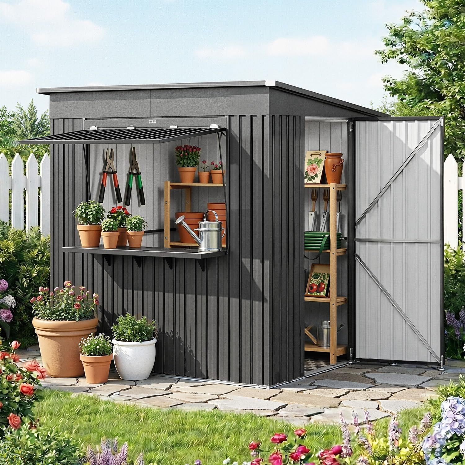 Click here for Aecojoy 8x4 Ft Outdoor Storage Shed With Bar Count... prices