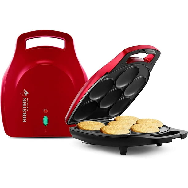 Holstein Housewares Non-Stick Arepa Maker, 6-PC, Metallic Red/Black ...