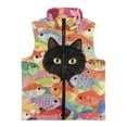 chaqlin Girls Fleece Vest Size 8-10 Cat and Fish Stand Collar Vest Coat ...