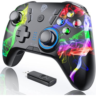Wireless PC Gaming Controller, Computer-Compatible with Dual-Vibration, Steam Joystick Gamepad ...
