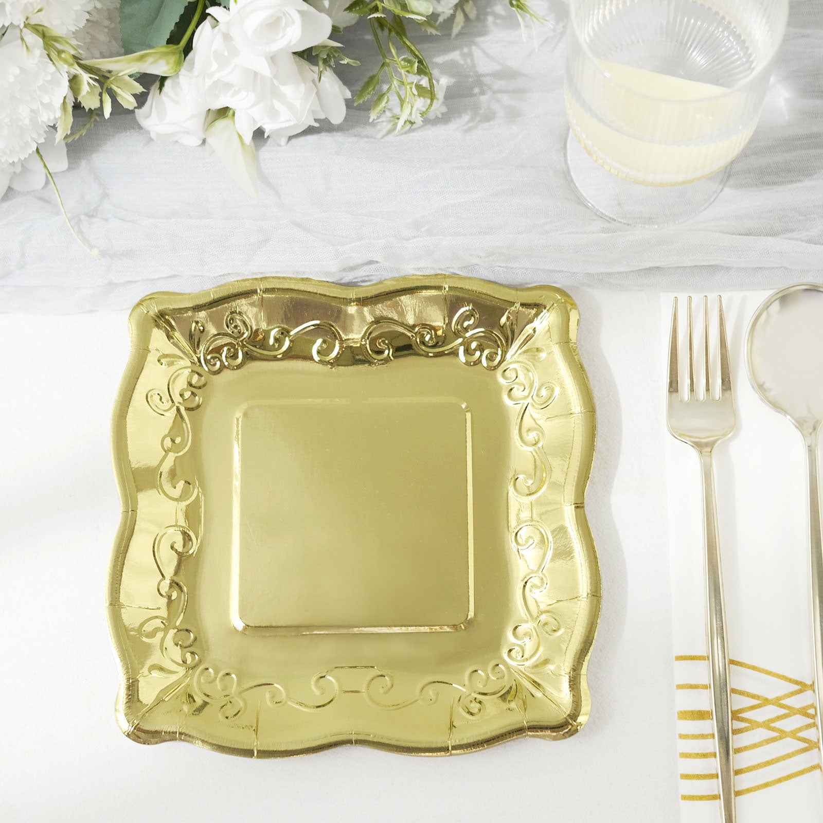 Efavormart 25 Pack | Gold 11" Square Vintage Dinner Serving Paper ...