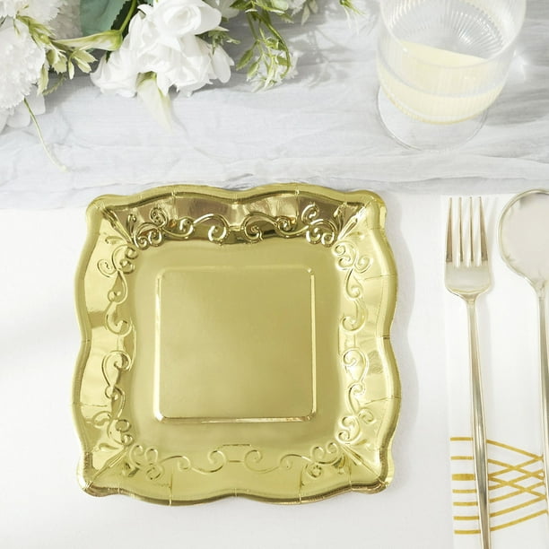 Efavormart 25 Pack | Gold 11" Square Vintage Dinner Serving Paper ...