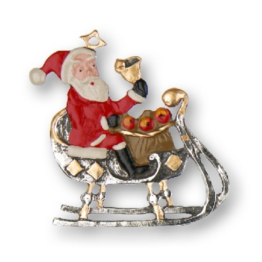 Santa on Sleigh German Pewter Christmas Ornament Made in Germany ...