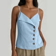 Ashirexll Tops for Women Trendy Thin Shoulder Strap Turndown Collared ...
