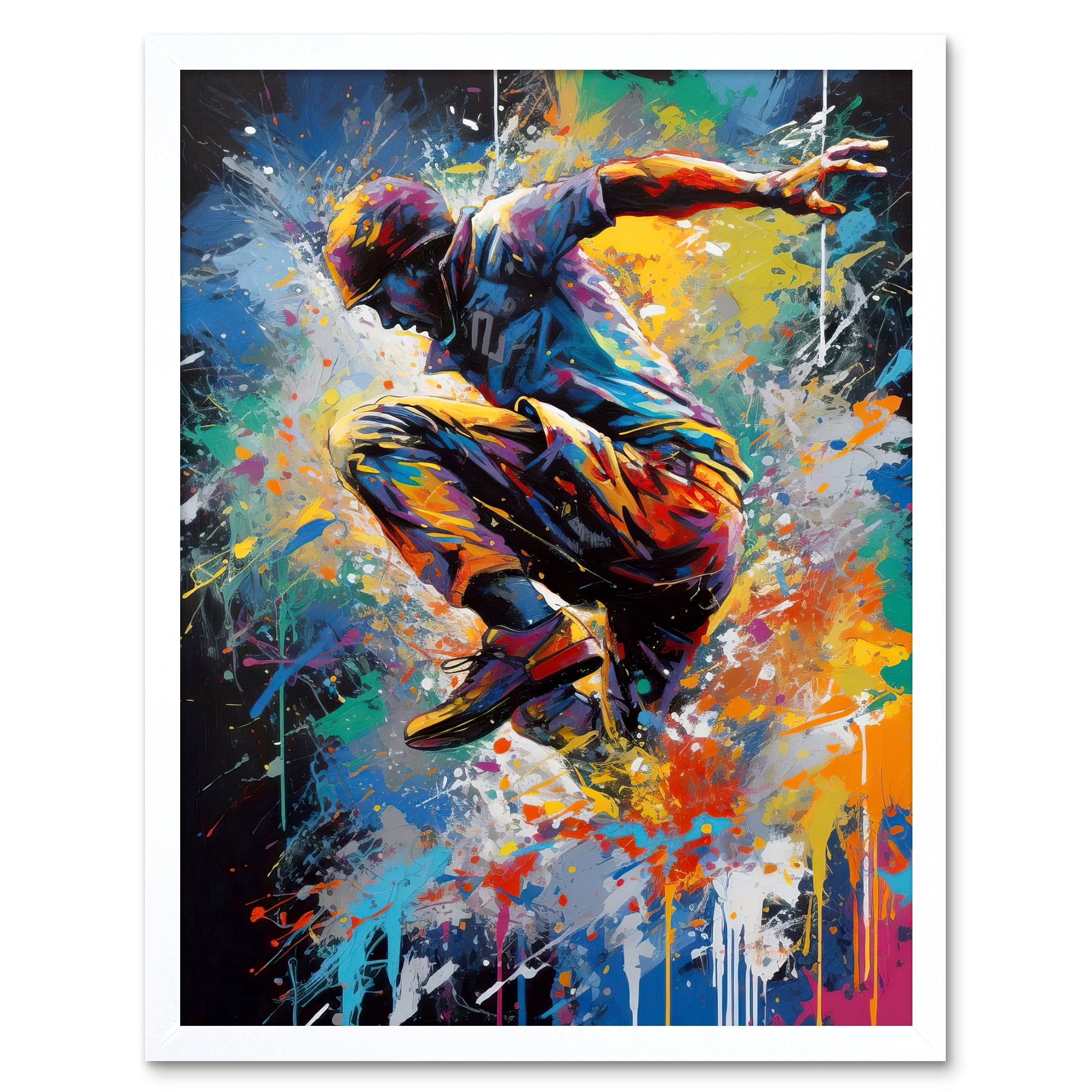 Parkour Paint Splat Portrait Jump Action Shot Art Print Framed Poster ...