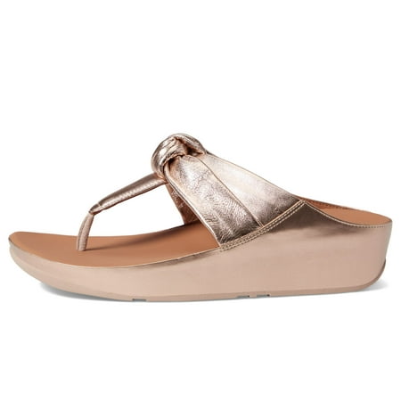 FitFlop Twiss II Knot-Strap Leather Toe Post Sandals Rose Gold 8 M (B ...
