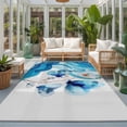 Blue Butterfly Large Area Rugs 8x10ft Watercolor White Flowers Ocean ...