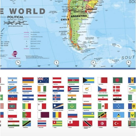 Maps International - Large World Map – Wall Map Poster With Flags ...