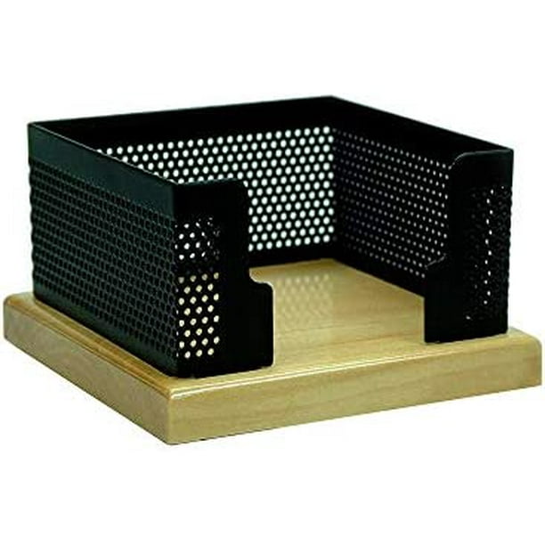 Multibey Wooden Base Black Mesh Cube Memo Paper Sticky Note Holder ...