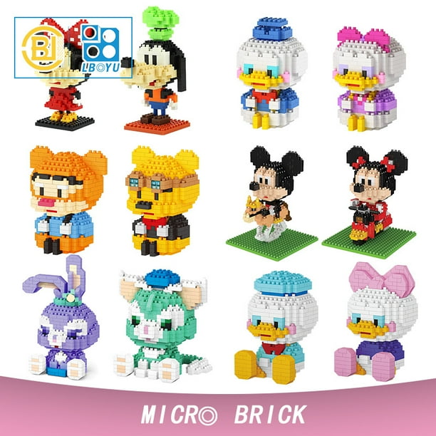 -bloques de construcción de micropartículas de Mickey y Minne para niños, modelo de bloques de ...