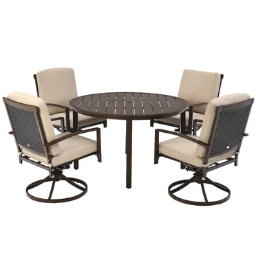 Kalani Outdoor 7 Piece Acacia Wood and Mesh Oval Dining Set, Teak ...