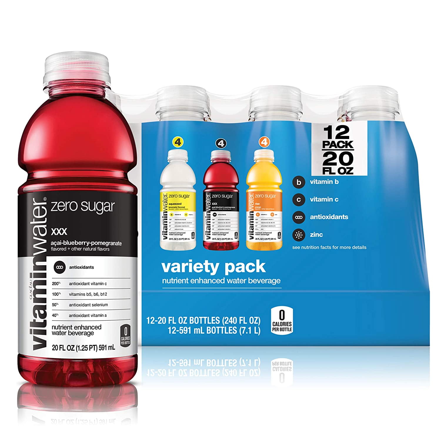 VitaminWater ZERO Sugar | 3 Flavor Variety Pack , Nutrient Enhanced ...