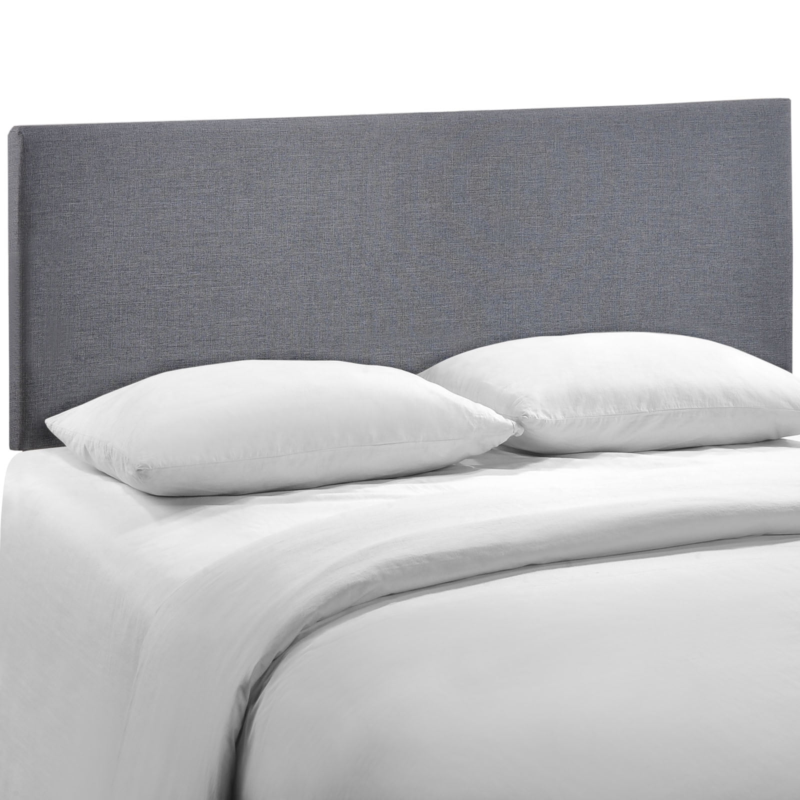 Modern Contemporary Queen Size Upholstered Headboard, Grey Fabric ...