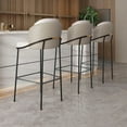 Homary Linenic Gray PU Leather Modern Breakfast Bar Stool with Back & Footrest - Walmart.com