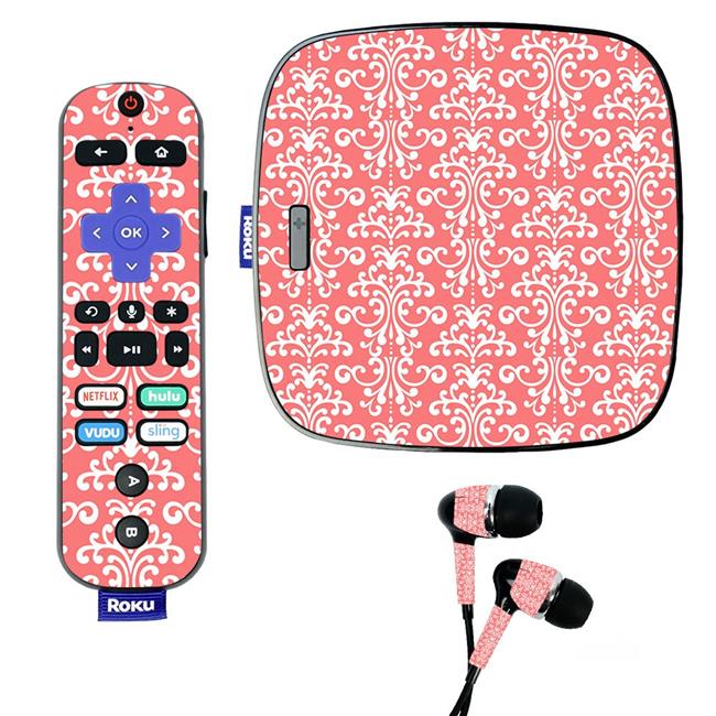 Skin Decal Wrap Compatible With Roku Ultra Sticker Design Coral Damask ...