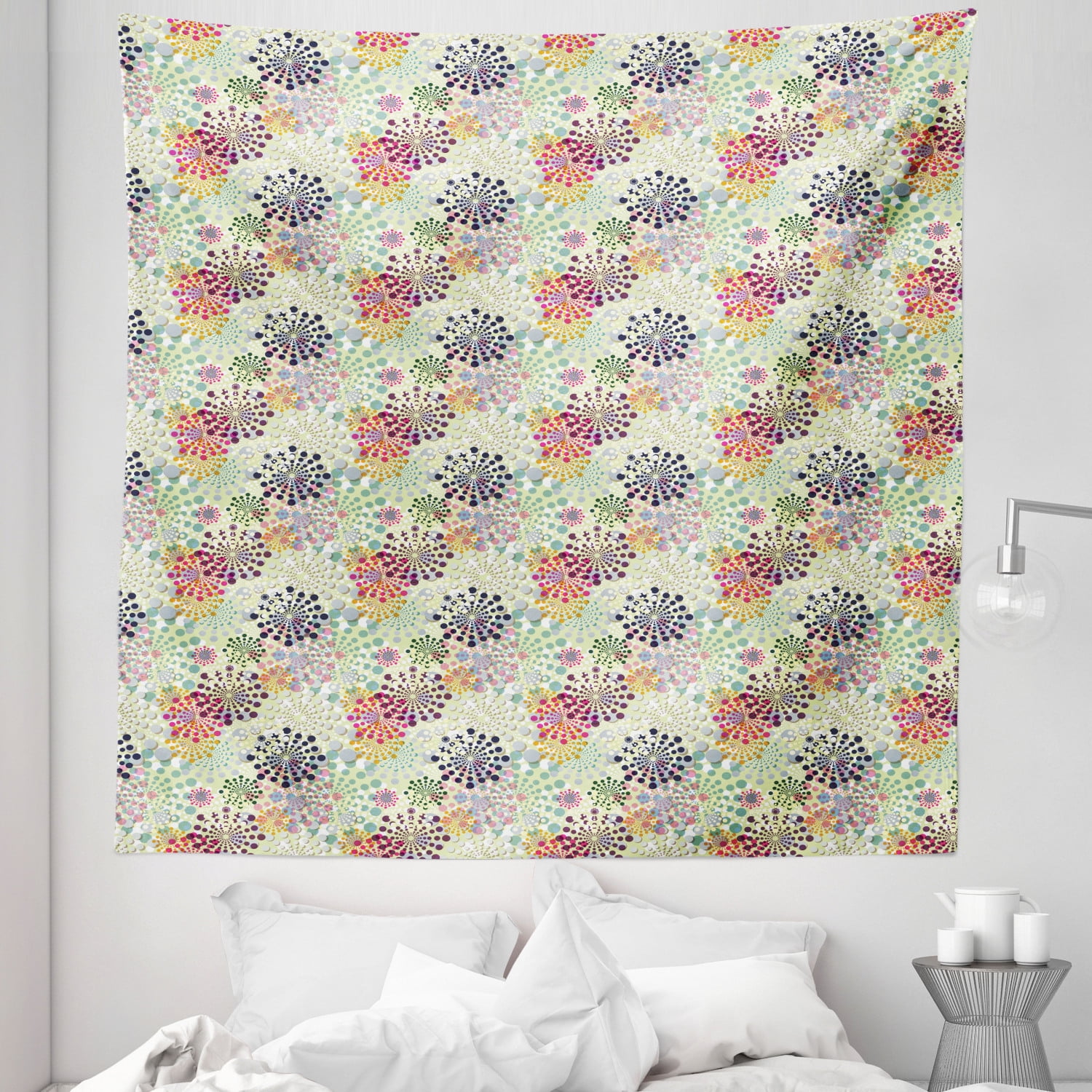 Colorful Tapestry, Ornamental Round Dots with Multiple Colors Abstract ...