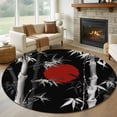 5ft Round Rug Black White Botanical Area Rugs for Living Room Bedroom ...