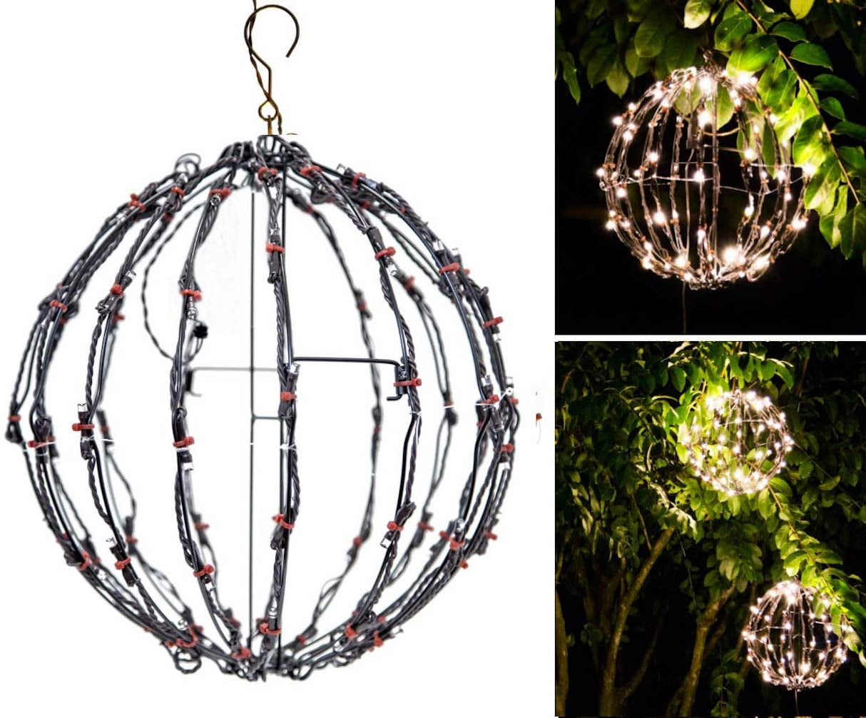 Elf Logic Outdoor Globe Lights LED Hanging Tree Light Ball Plug In With ...