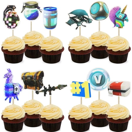 HHHC Party Cupcake Toppers Supplies- 24pcs Cupcake toppers for Game ...