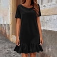 AHTJRT Women's Dress Plus Size Comfy Velour Ribbed Knit Boat Neck Short ...