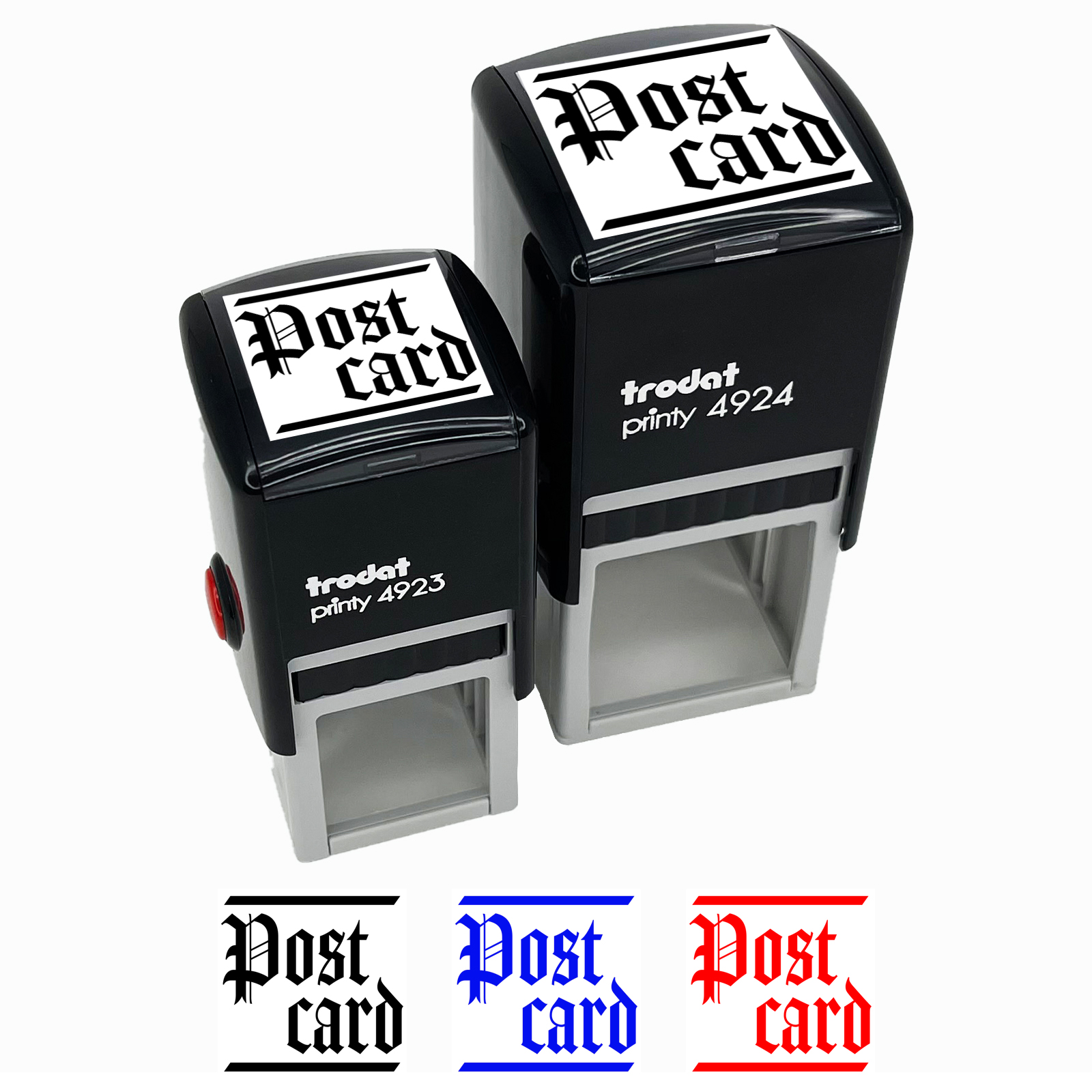 Postcard Old Timey Text Self-Inking Rubber Stamp Ink Stamper - Red Ink ...