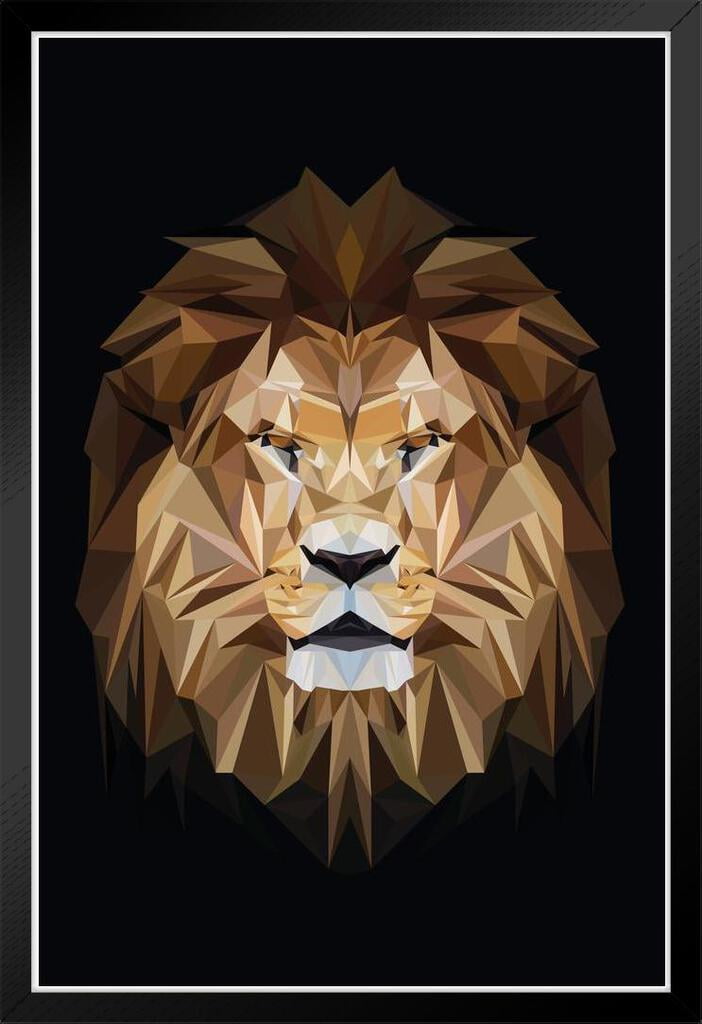 Lion Face Portrait Low Poly Artistic Design Lion Posters For Wall Lion ...