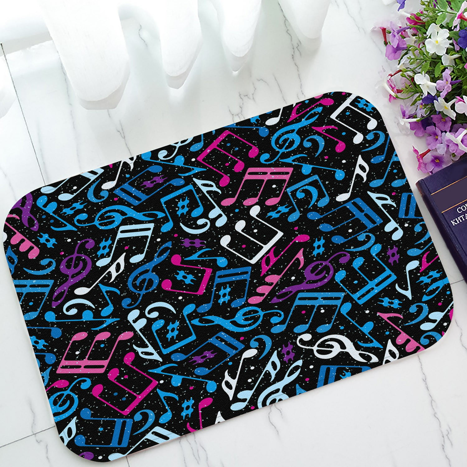 ABPHQTO Colorful Dotted Music Musical Notes Doormat Entrance Rug Area ...